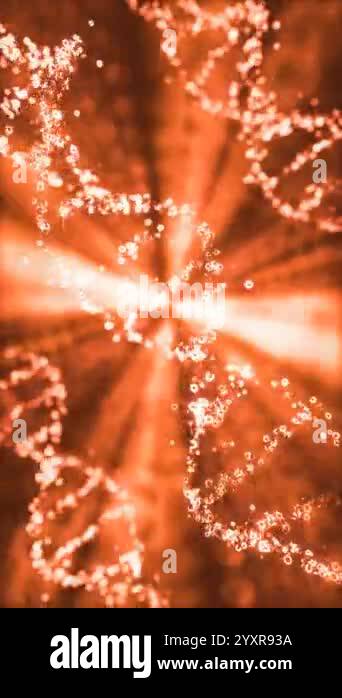 Orange particles flow toward a bright light source, creating an ...