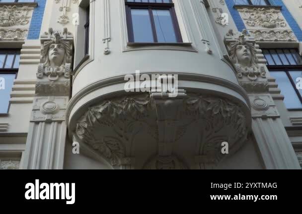 The Jugendstil classical decorative elements on the facade ornate one ...