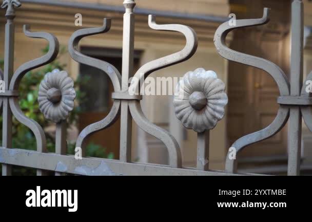 Elements of metal fencing infused with a retro vintage aesthetic. Urban ...