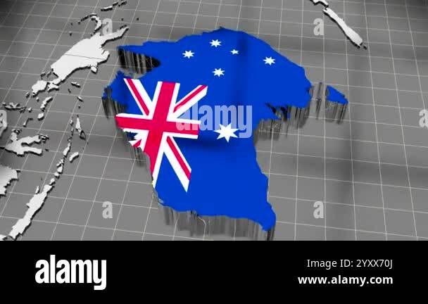 Australia - rotating country border and flag - 4k 3D animation (3840 x ...