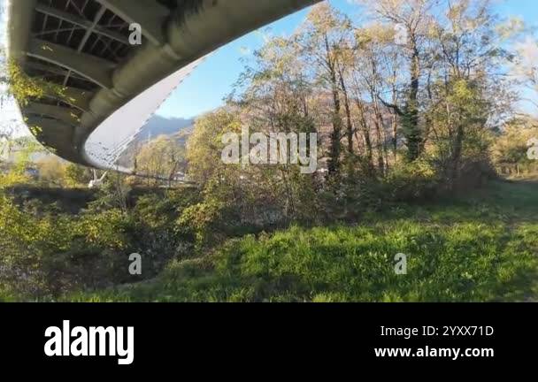 Modern Pedestrian bridge, Bellinzona, Switzerland Stock Video Footage ...