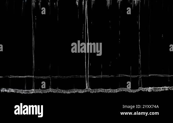 cartoon animation closing and opening curtains white line over black ...