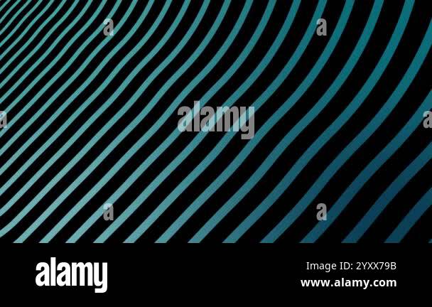 Dynamic abstract pattern of diagonal teal lines on a black background ...
