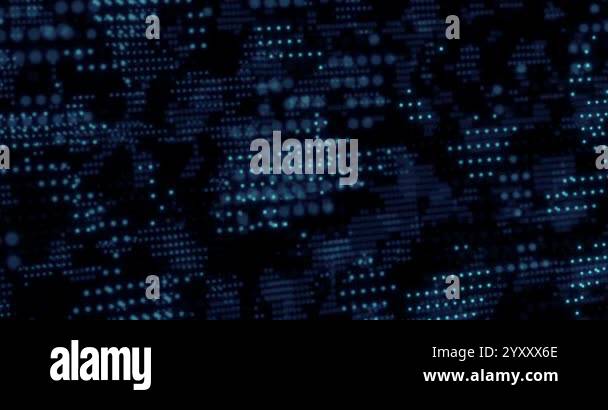 futuristic movement of blue matrix digital glow dots, artificial intelligence AI, technology and ...