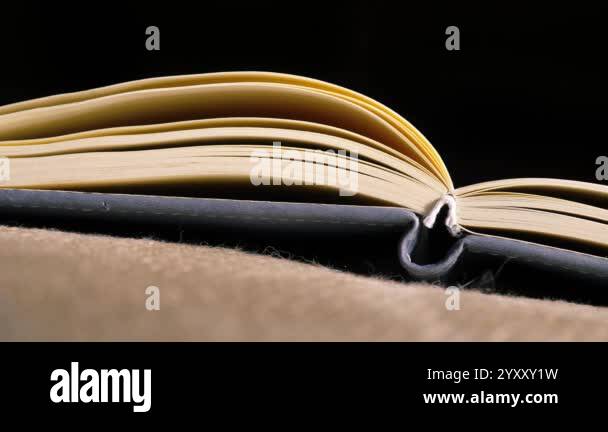 Open diary journal paper book background close up dolly 4k shot ...