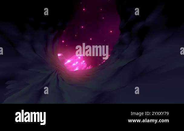 Neon purple vortex landscape in three dimension space 4k concept Stock ...