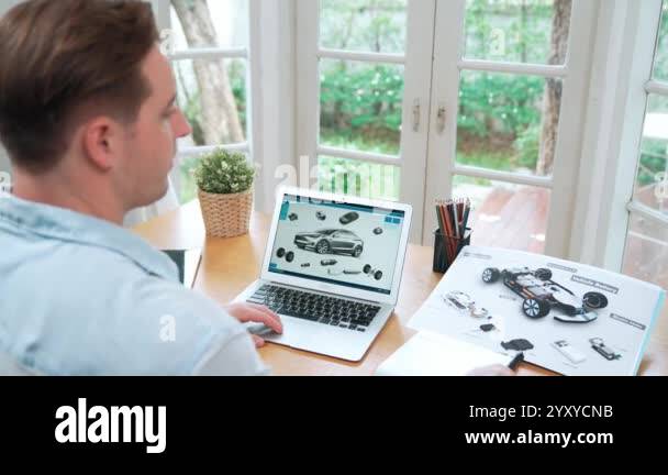 Car design engineer analyze car prototype for automobile business at ...