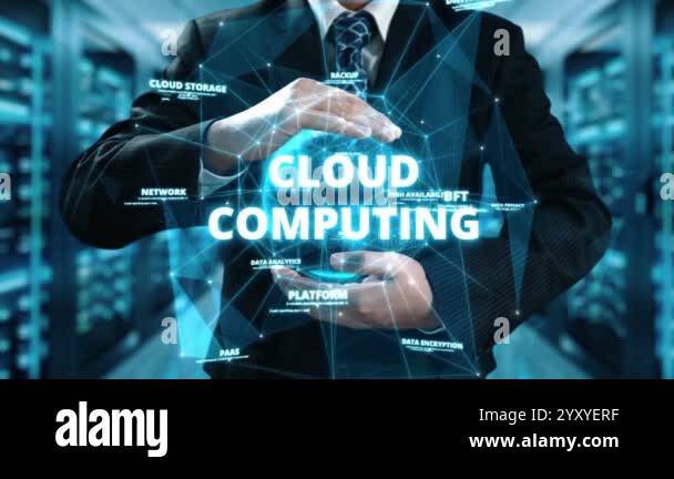Business person discover the future of cloud computing with latest ...