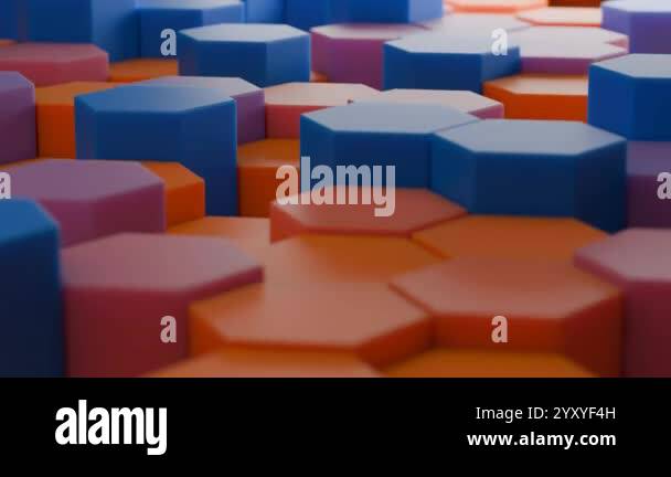 Loop 3d animation of an abstract background of many hexagons that rise ...