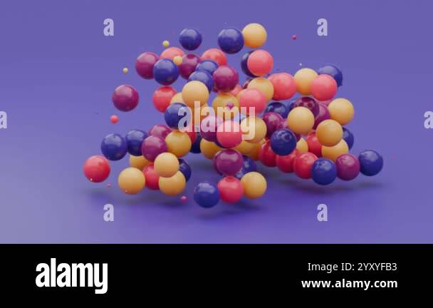 Looping 3d animation of a multitude of multicolored balls that appear ...