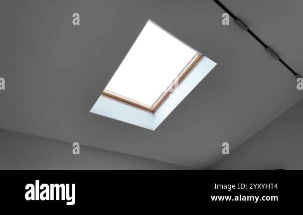Interior of roof window. Dormer window. Roof window, Skylight Stock ...