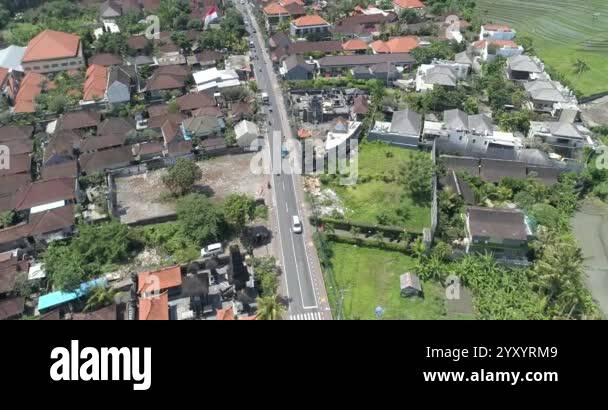 Aerial Closeup of an Inland Residential Area, Bali, Indonesia Stock ...