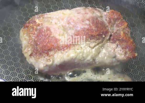 wild boar meat, close-up, cooking in a pan Stock Video Footage - Alamy