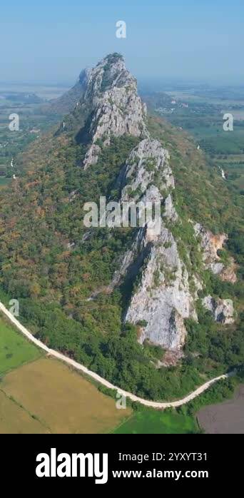 View of the tall rocky mountain Nakhon Sawan Mountain Have a name Khao No Khao kaeo in Nakhon ...