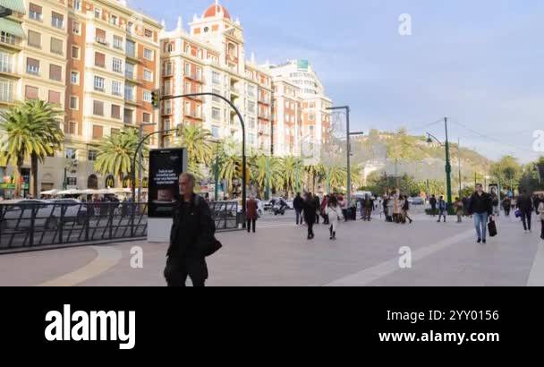 Malaga Spain, 14th December 2024: Footage of the town centre of Malaga ...