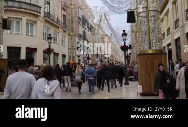 Malaga Spain, 14th December 2024: Footage of the town centre of Malaga ...
