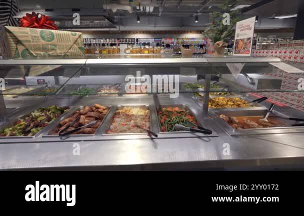 JERSEY CITY, USA - DECEMBER 2, 2024: A vibrant buffet is showcasing a ...