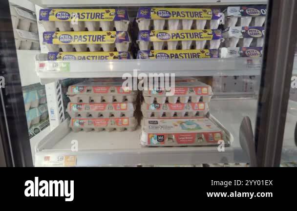 JERSEY CITY, USA - DECEMBER 2, 2024: In a refrigerated section of a ...