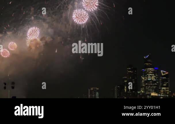 A stunning and vibrant display of colorful fireworks brilliantly ...