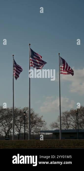 A magnificent and stunning array of American flags is waving proudly ...