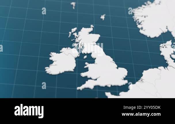 Highlight with blue of UK 3d map with pointer pin surrounded with other ...