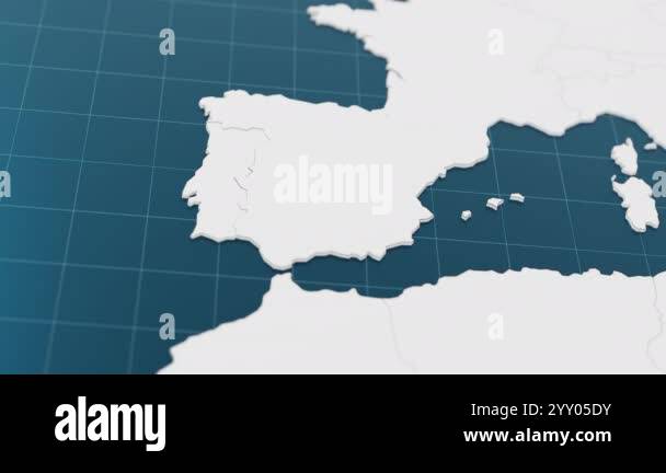 Highlight with blue of Spain 3d map with pointer pin surrounded with ...