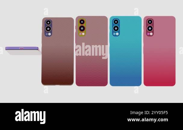 A seamless loop video of five rotating smartphones featuring creative ...