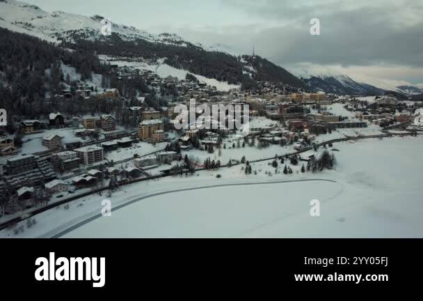 St Moritz, Switzerland: Aerial drone footage of the Saint Moritz ski ...