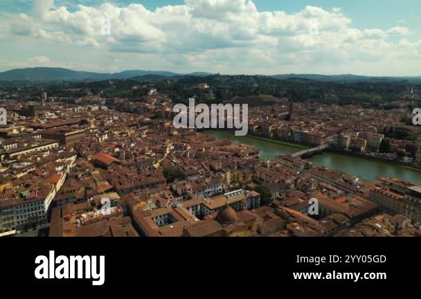 4k Drone aerial view of Florence, capital of Italy Tuscany region ...