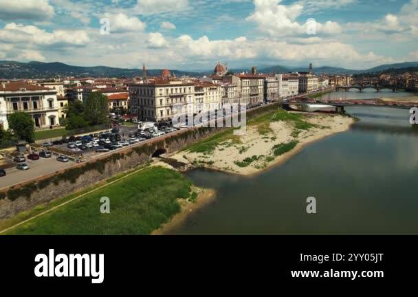 Aerial drone view of the Florence Cathedral Duomo di Firenze, Tuscany ...