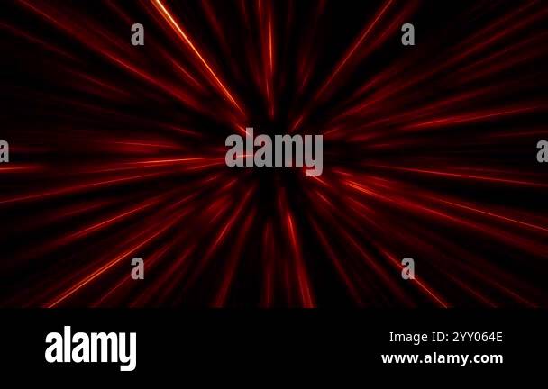 Looped abstract animation of shiny red light streaks on a black ...