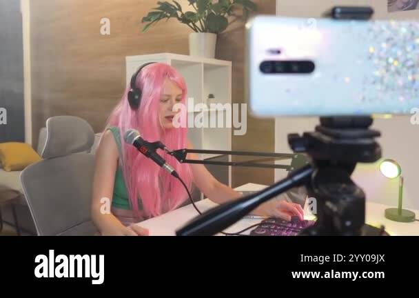 Beautiful young singer and modern musician broadcast from her home ...