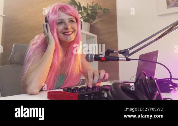 Beautiful young singer and modern musician broadcast from her home ...