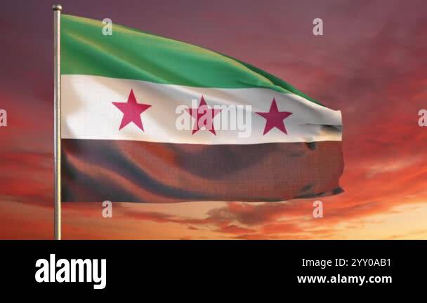 Syria's new independence flag waves Stock Video Footage - Alamy