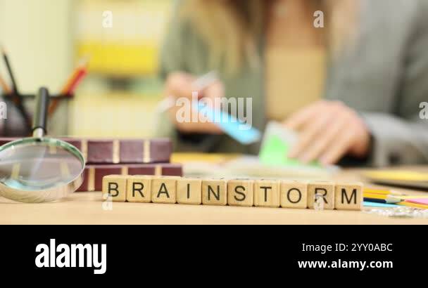 A vibrant workspace showcasing creativity with Brainstorm letters and ...