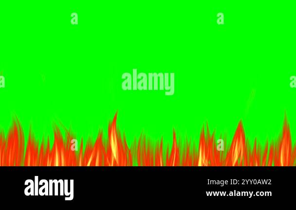 Animation of flames line at the bottom of the screen with green ...
