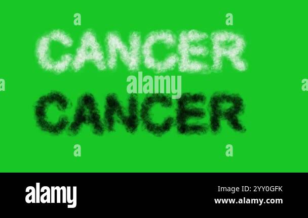 Cancer text with white and black smoke effect on green screen ...