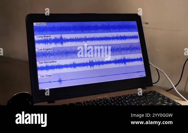 The monitor screen has a Seismology display, to analyze earthquake ...