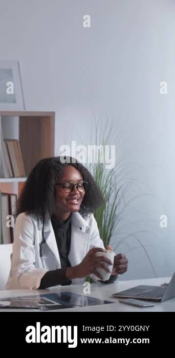 Vertical video. Physician success. Professional hospital. Coffee ...