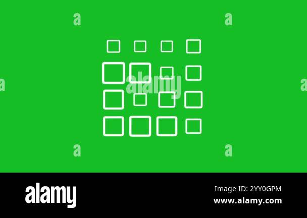 White squares buffering symbol motion graphics with green screen ...