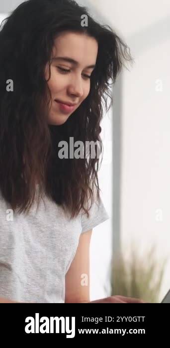 Vertical video. Finish job. Business success. Complete task. Satisfied ...