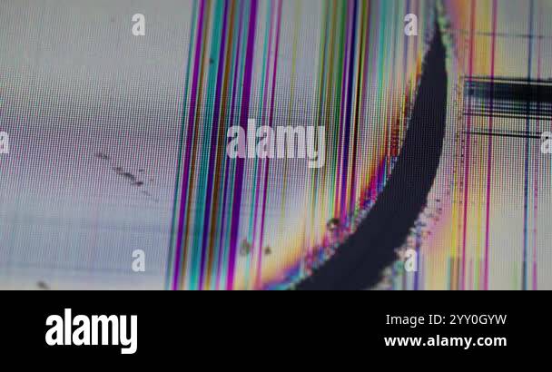 Damage channel. Mesh screen. Distorted glitch digital broadcasting signal of cracked grain TV ...