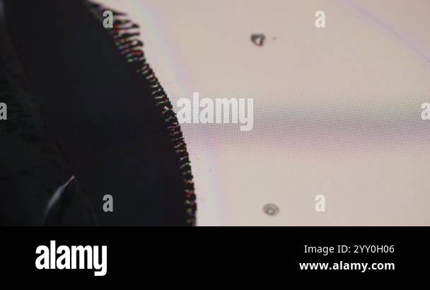 Ink screen. Broken display. Wavy spreading scary black paint on grainy ...