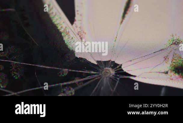 Glitch screen. Monitor problem. Broken glass texture overlay with hole ...