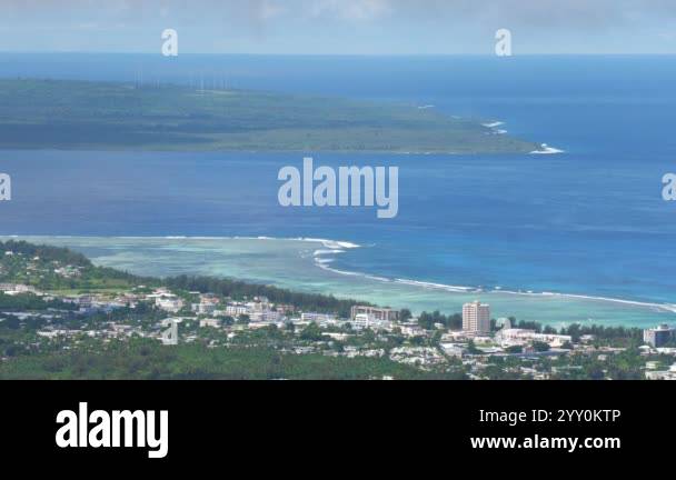 Aerial footage of Saipan and Tinian separated by the Saipan Channel ...
