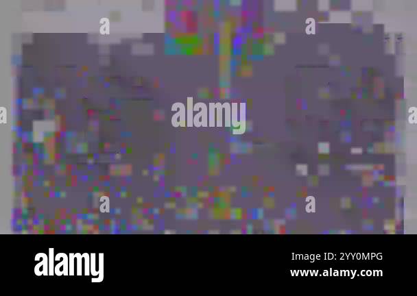 Colorful digital tv signal interference patterns create a variety of ...