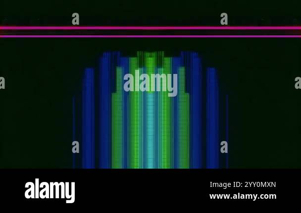 Colorful abstract bars glitch and create a visual pattern against a ...