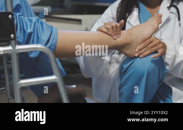 female doctor examining a patient 's leg. medical concept Stock Video ...
