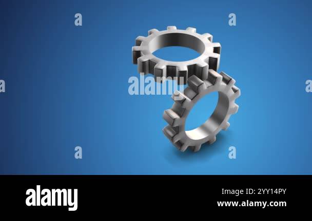 Blue Background with Rotating Metal Gears Stock Video Footage - Alamy