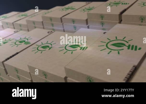 Eco friendly idea innovation box production line. Sustainable business ...